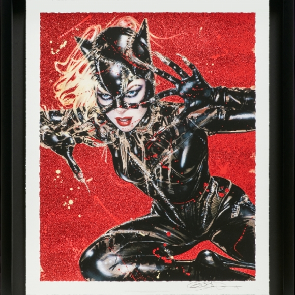 Vintage | Art | Olivia De Bernadis Wildcat Catwoman Print Framed Matted ...